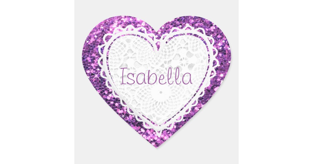Personalize this Purple Glitter Heart Sticker | Zazzle
