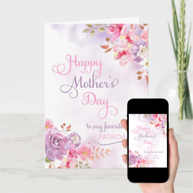 Personalize to Aunt, Happy Mother's Day Card | Zazzle