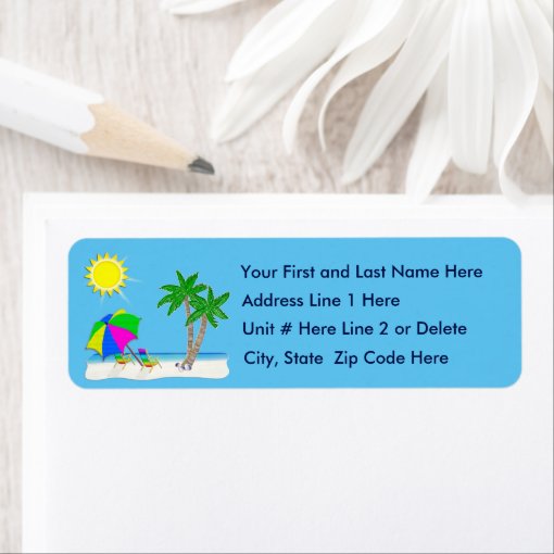 Personalize Tropical Beach Tropical Address Labels | Zazzle
