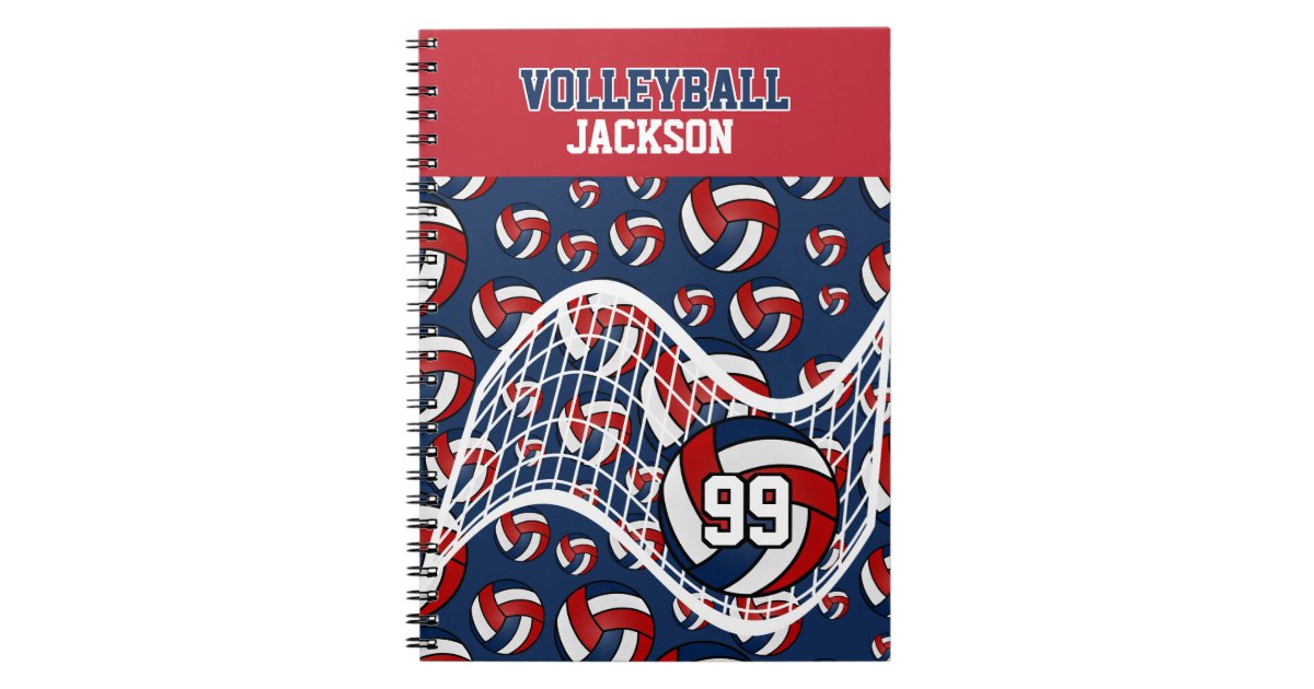 Personalize Volleyball - Red, White and Navy Blue Notebook | Zazzle