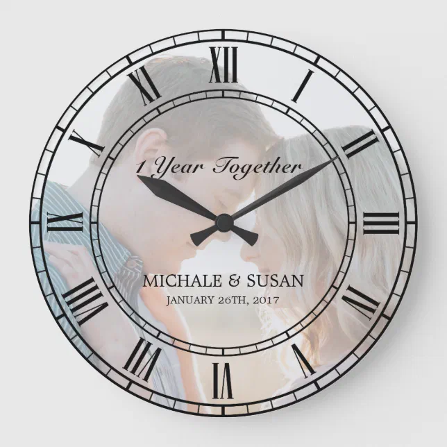 Personalize Wedding Anniversary (Your Photo) Large Clock | Zazzle