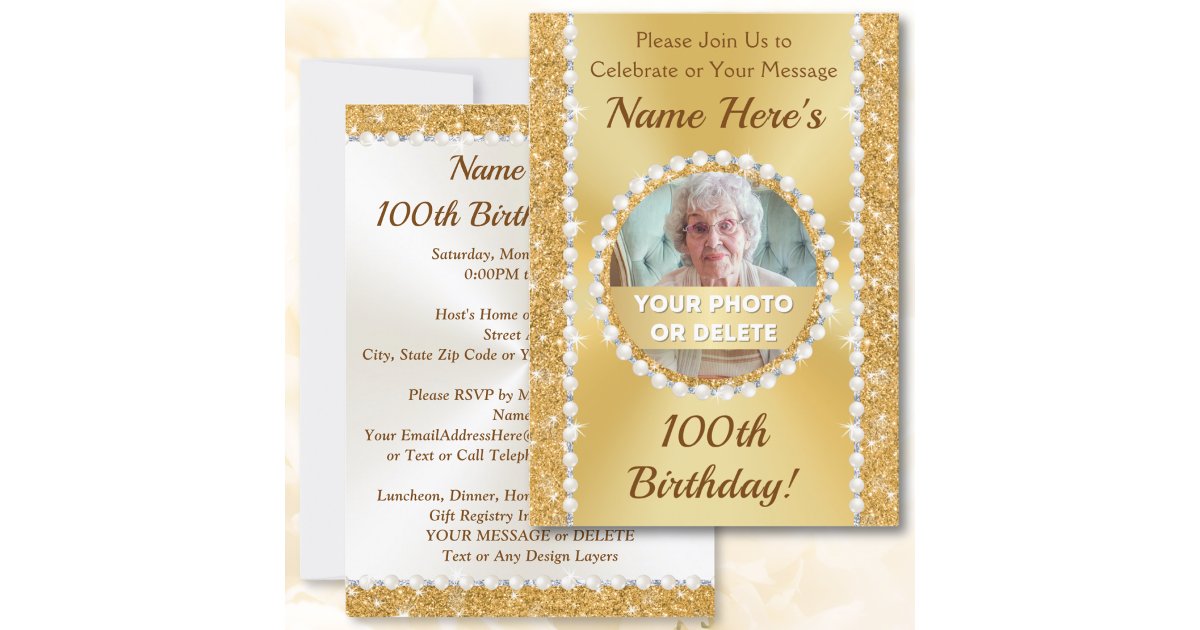 Personalized, 100th Birthday Party Invitations | Zazzle