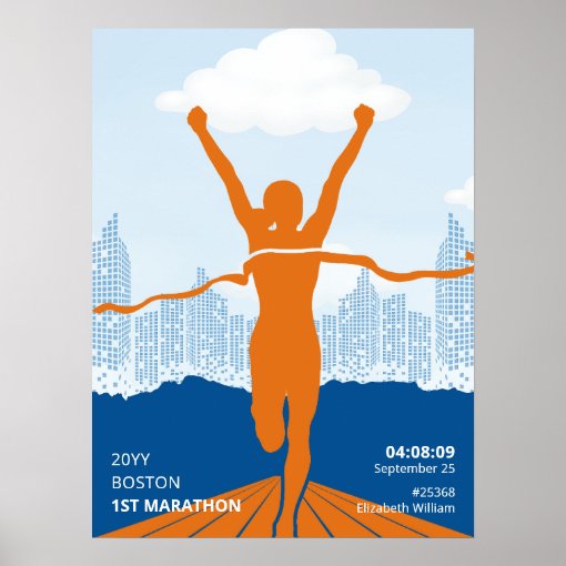 Personalized 1st Marathon Runner Gift Poster | Zazzle