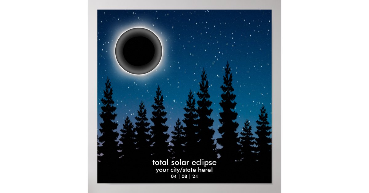 Personalized 2024 Solar Eclipse Souvenir Memento P Poster | Zazzle