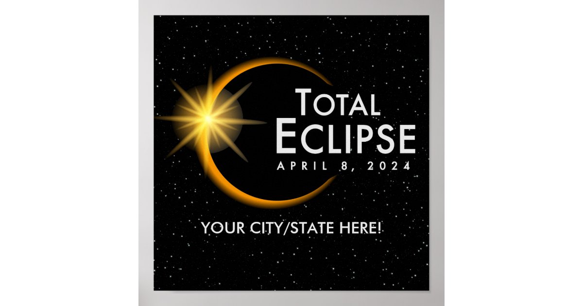 Personalized 2024 Solar Eclipse Souvenir Memento Poster | Zazzle