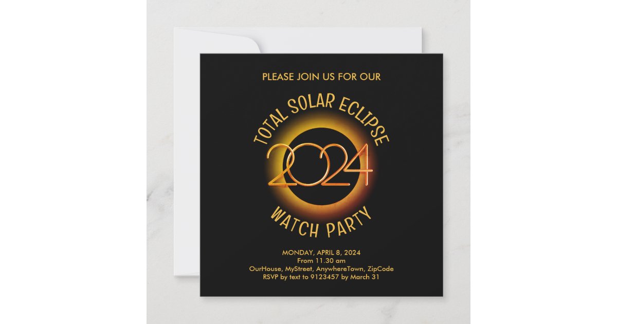 Personalized 2024 TOTAL SOLAR ECLIPSE Invitation | Zazzle Personalized 2024 TOTAL SOLAR ECLIPSE Invitation | Zazzle