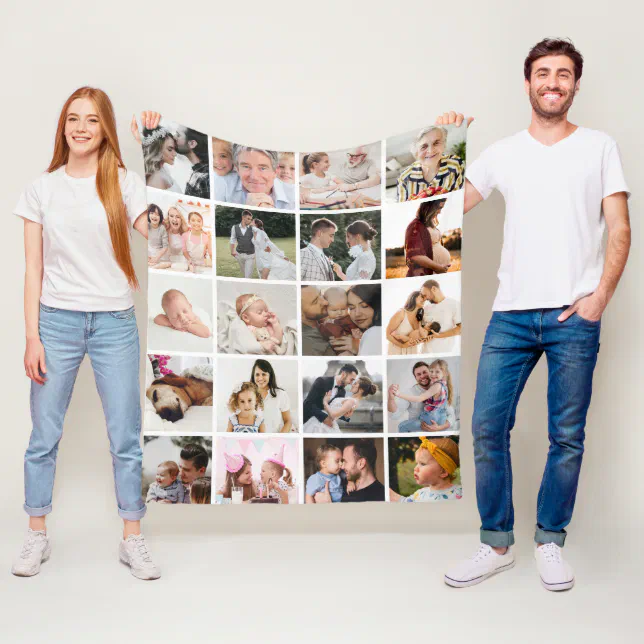 Personalized 20-photo collage blanket | Zazzle
