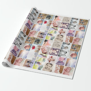 Create Your Own Custom Photo Grid Wrapping Paper | Zazzle