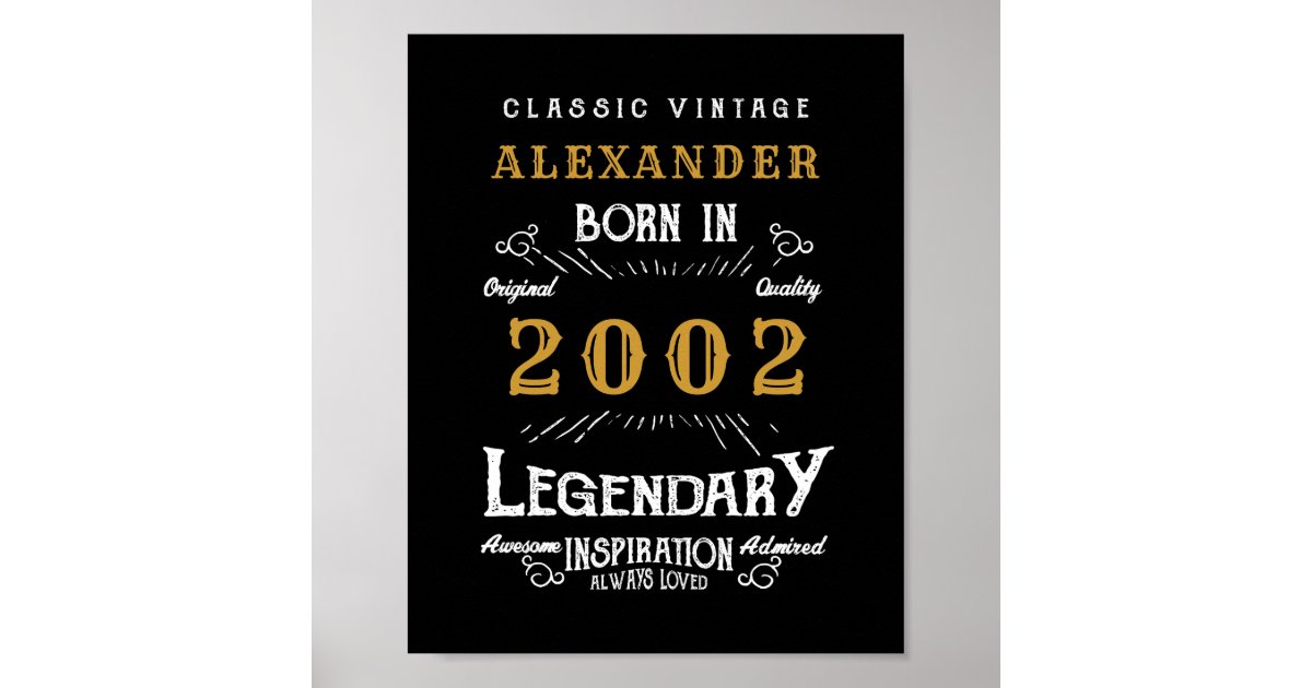Personalized 21st Birthday 2002 Add Name Legendary Poster | Zazzle