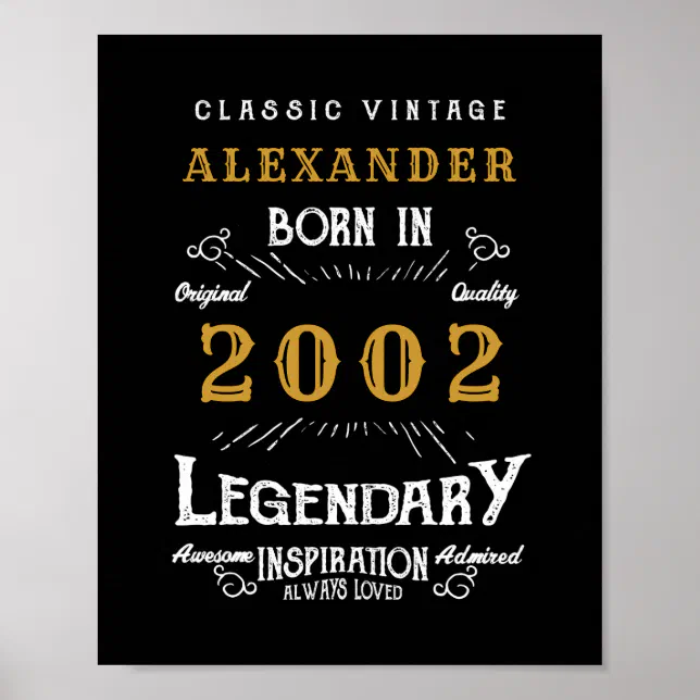 Personalized 21st Birthday 2002 Add Name Legendary Poster | Zazzle