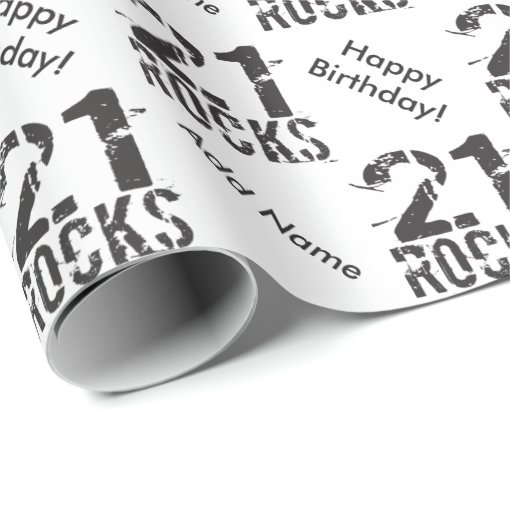 Personalized 21st Birthday - 21 Rocks Wrapping Paper | Zazzle