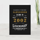 Personalized 21st Birthday Born 2002 Vintage Black Card | Zazzle