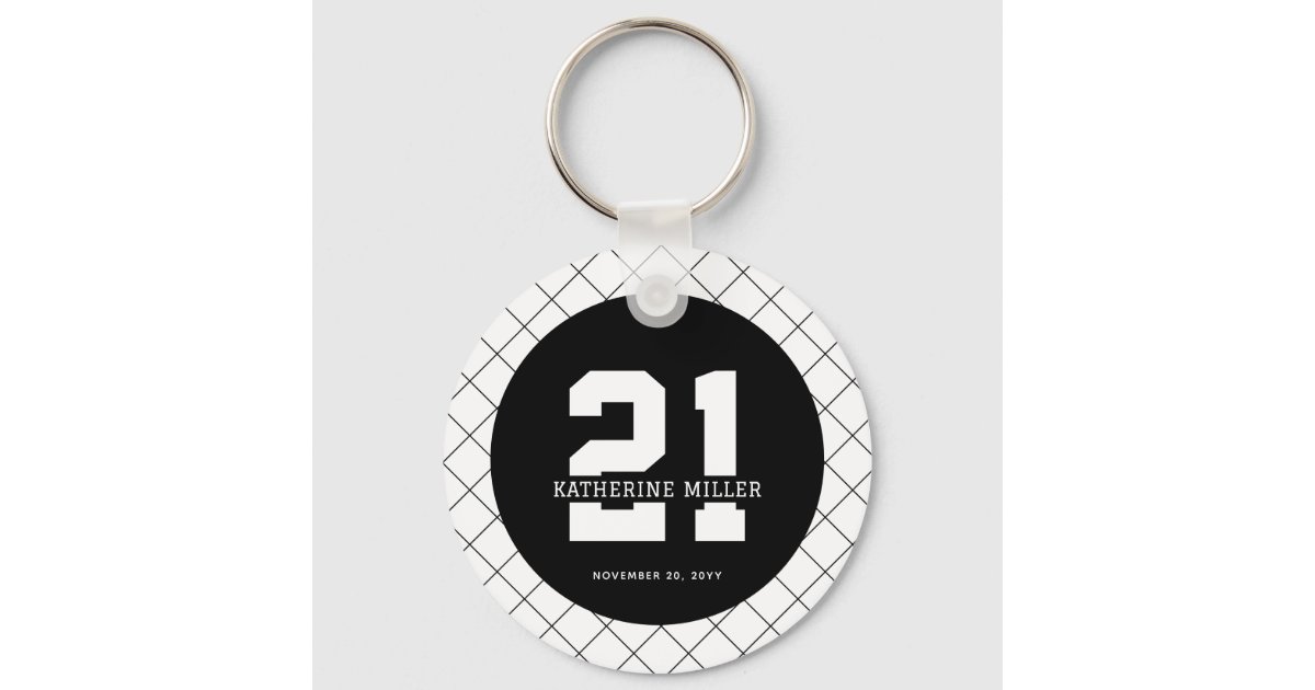 Personalized 21st Birthday Modern and Elegant Keychain | Zazzle