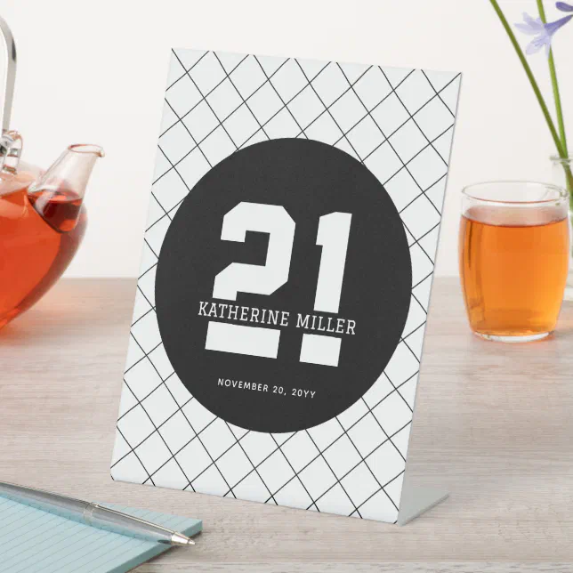 Personalized 21st Birthday Modern and Elegant Pedestal Sign | Zazzle