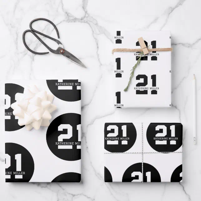 Personalized 21st Birthday Modern and Elegant Wrapping Paper Sheets ...