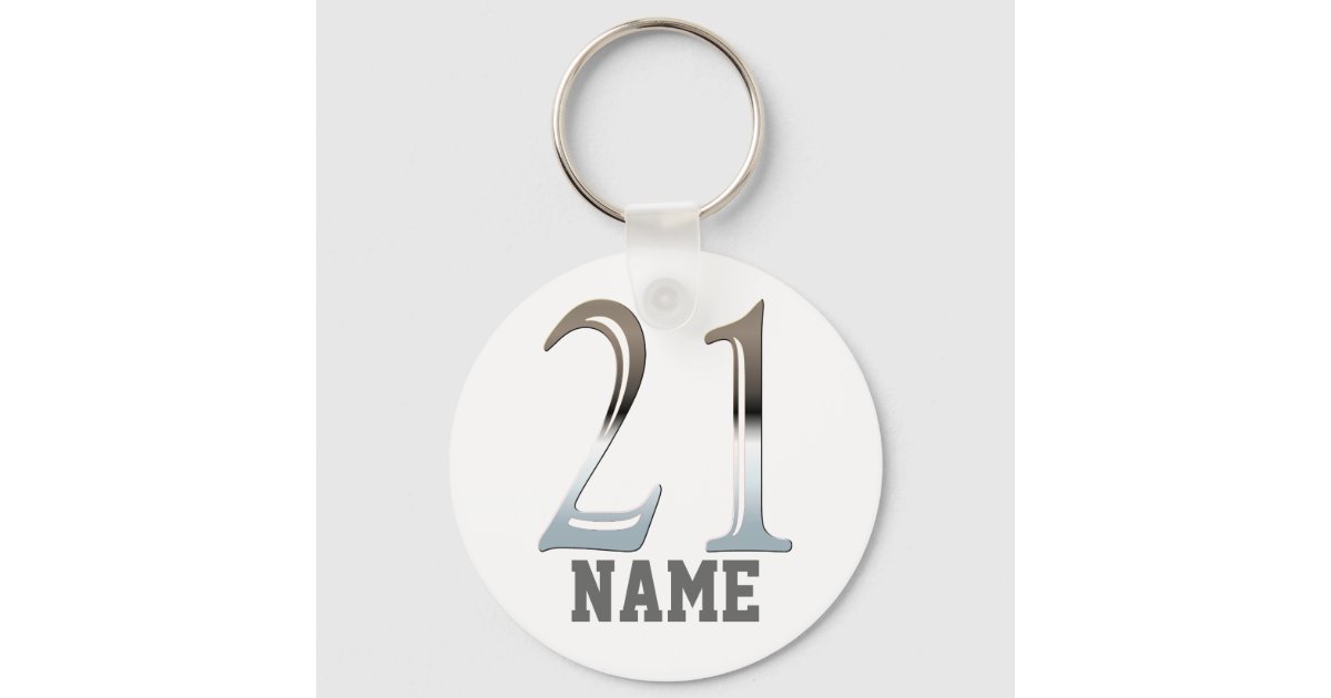 Personalized 21st Birthday Silver | Number 21 Keychain | Zazzle