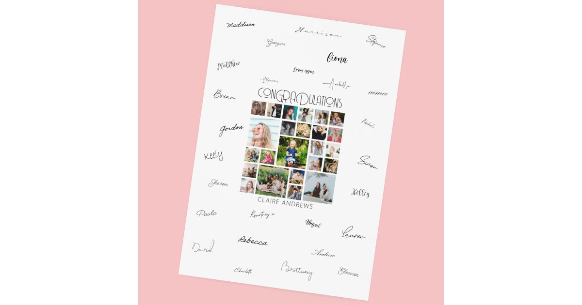 Personalized 24 Photo Collage Graduation Signature Poster | Zazzle