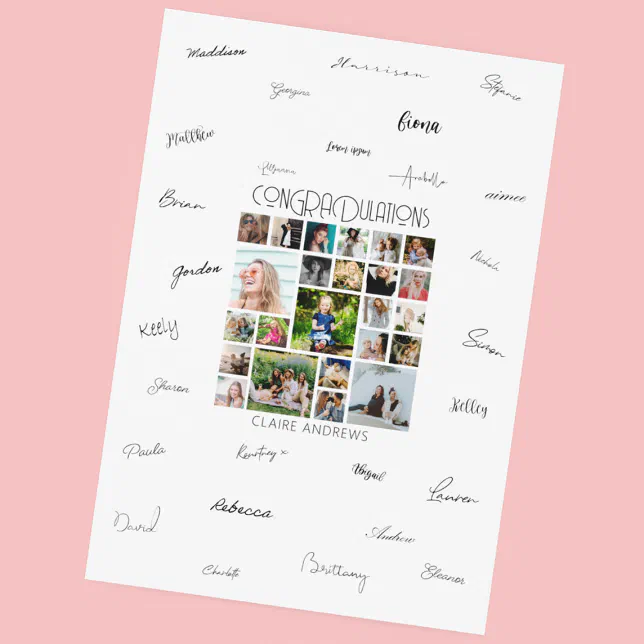 Personalized 24 Photo Collage Graduation Signature Poster | Zazzle