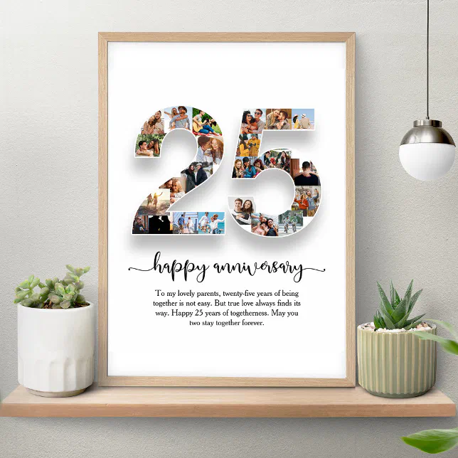Personalized 25th Anniversary Photo Collage Poster | Zazzle