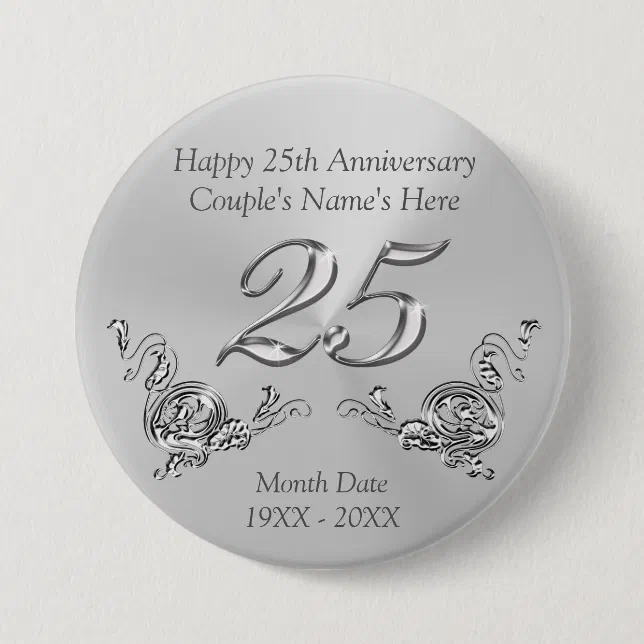 Personalized 25th Anniversary Pins Party Favors | Zazzle