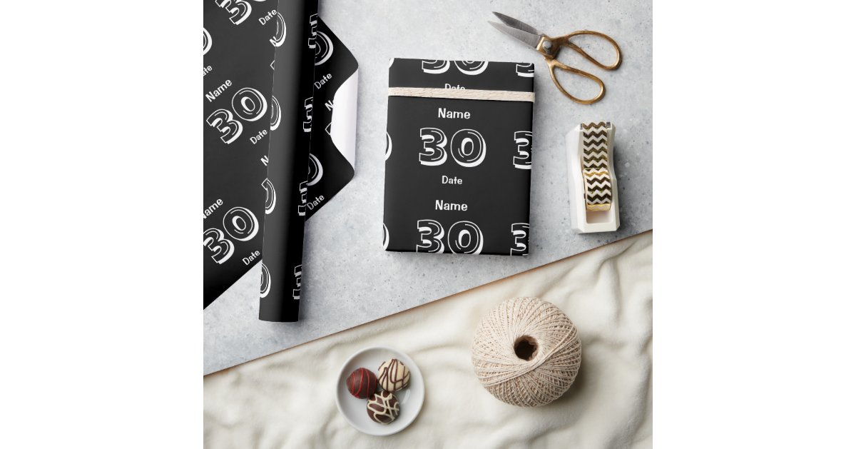Personalized 30th Birthday Custom Wrapping Paper | Zazzle