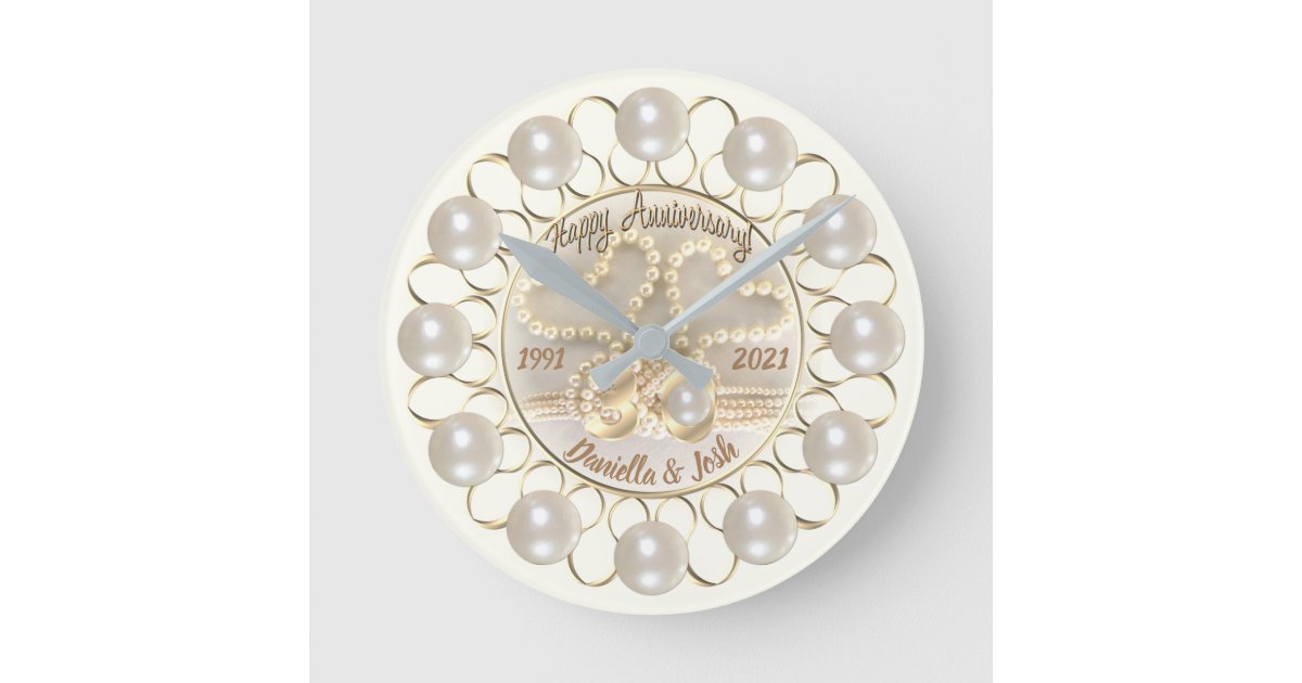 Personalized 30th Pearl Wedding Anniversary Clock | Zazzle