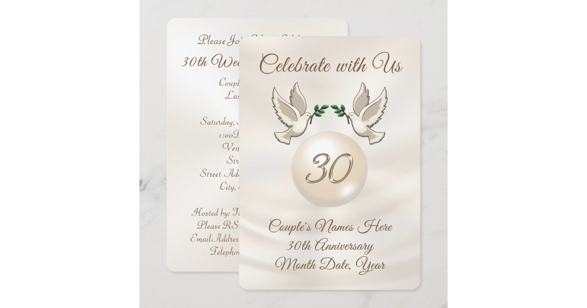 Personalized 30th Wedding Anniversary Invitations | Zazzle