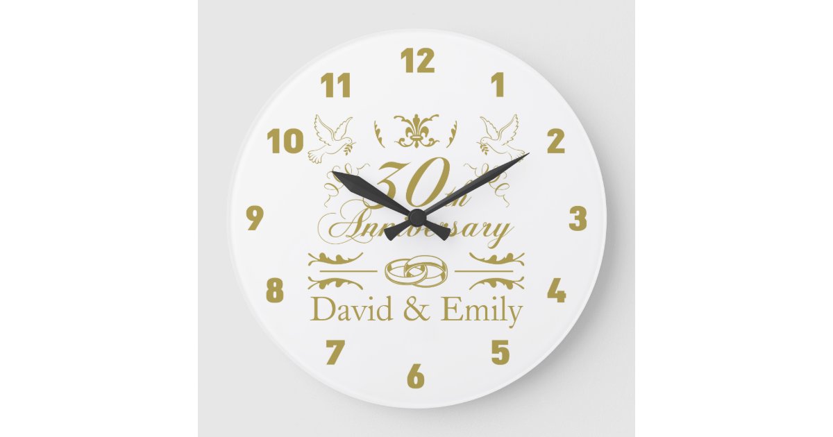Personalized 30th Wedding Anniversary Large Clock | Zazzle