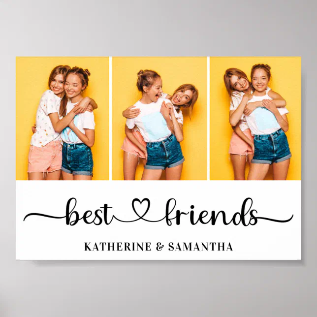 Personalized 3 Photo Collage Best Friends Forever Poster | Zazzle