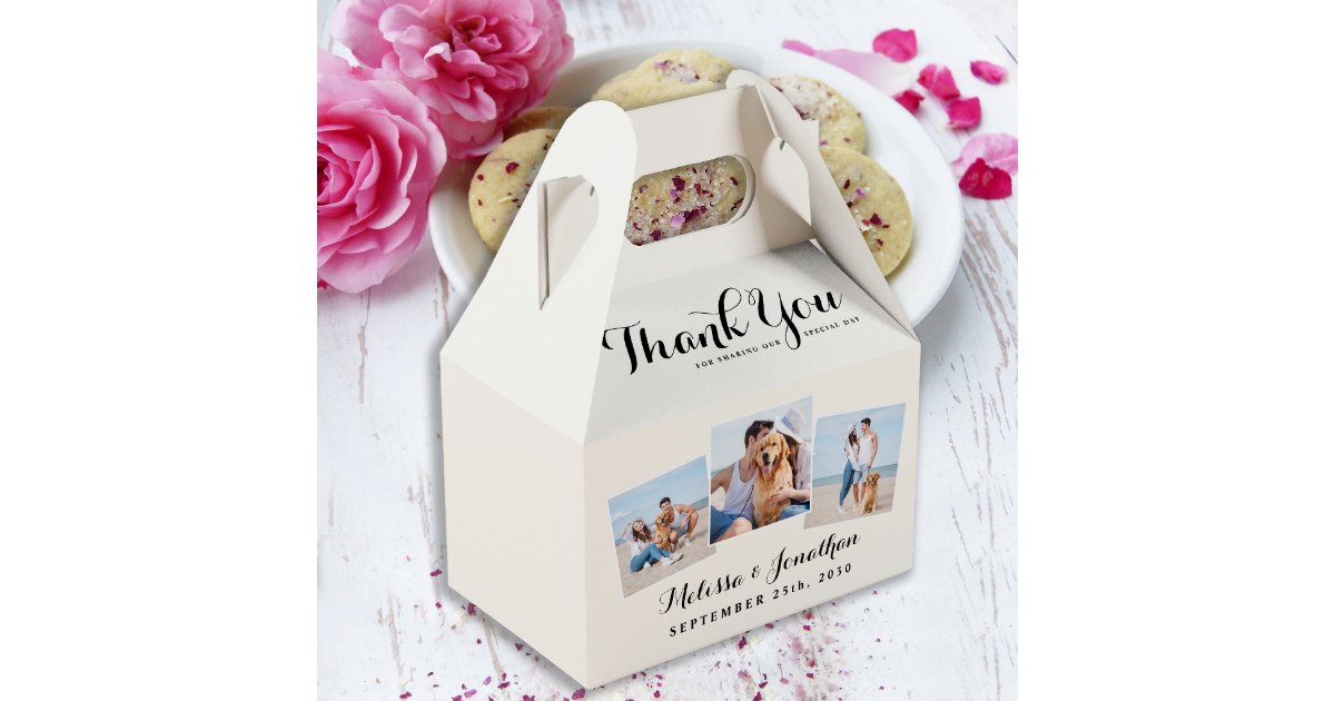 Personalized 3 Photo Newlywed Wedding Thank You Favor Boxes Zazzle