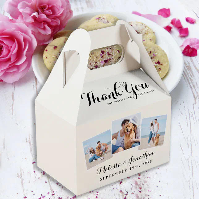 Personalized 3 Photo Newlywed Wedding Thank You Favor Boxes | Zazzle