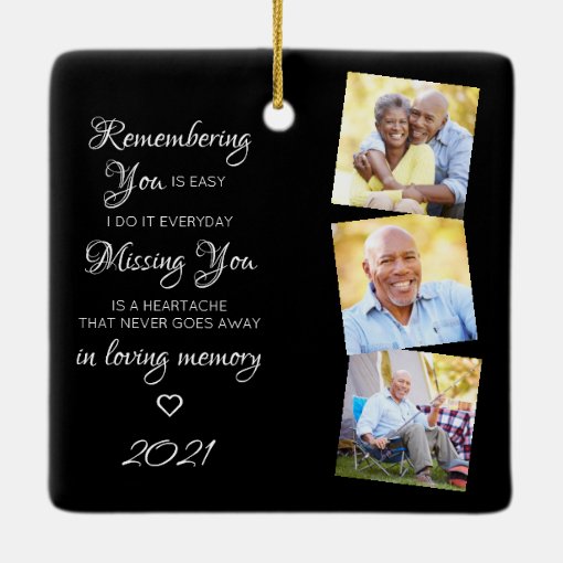 Personalized 3 Photo Remembrance Keepsake Memorial Ceramic Ornament ...