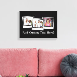 Personalized 3-Photo Snapshot Frames Custom Color Canvas Print | Zazzle