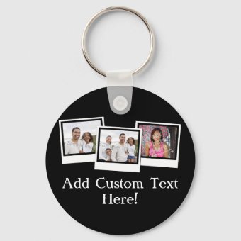 Personalized 3-Photo Snapshot Frames Custom Color Keychain | Zazzle