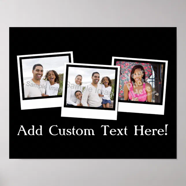 Personalized 3-Photo Snapshot Frames Custom Color Poster | Zazzle