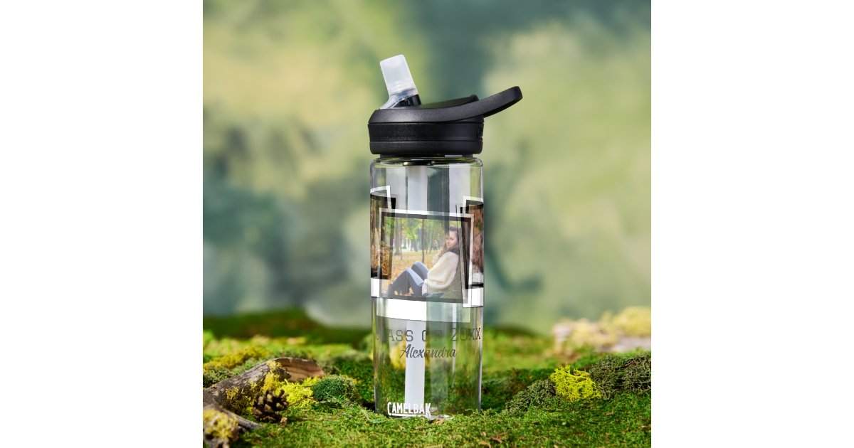 Personalized 3-Photo Snapshot Frames Graduation Water Bottle | Zazzle