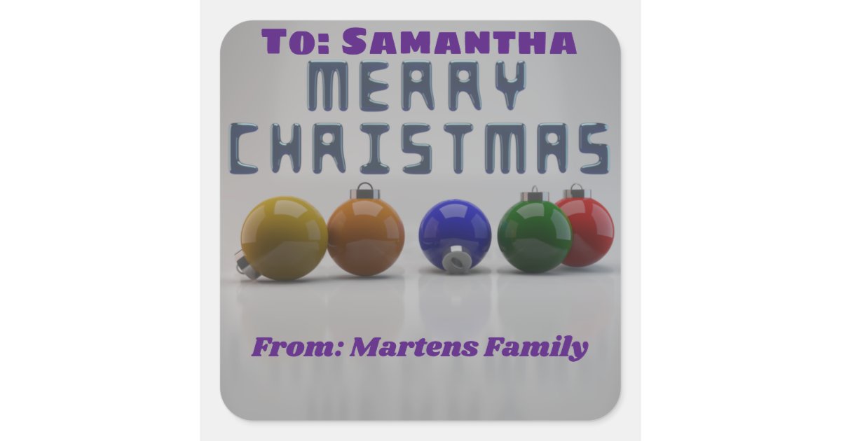 Personalized 3d Ornaments Design Christmas Square Sticker | Zazzle