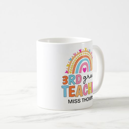 Personalized 3rd Grade Rainbow Teacher Coffee Mug | Zazzle