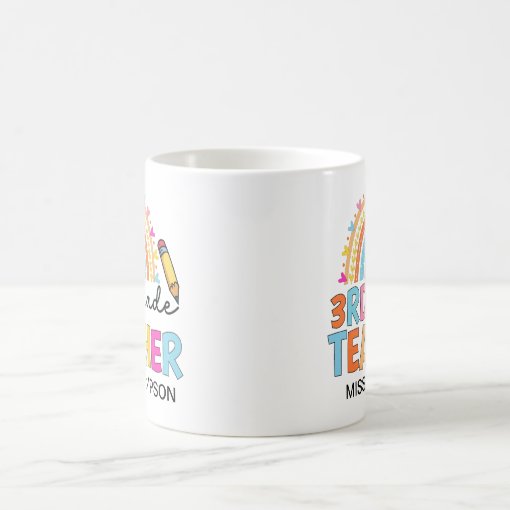 Personalized 3rd Grade Rainbow Teacher Coffee Mug | Zazzle