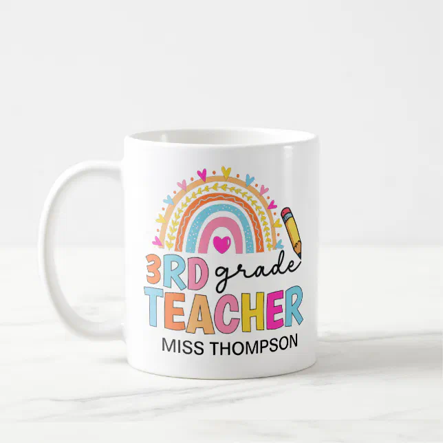 Personalized 3rd Grade Rainbow Teacher Coffee Mug | Zazzle
