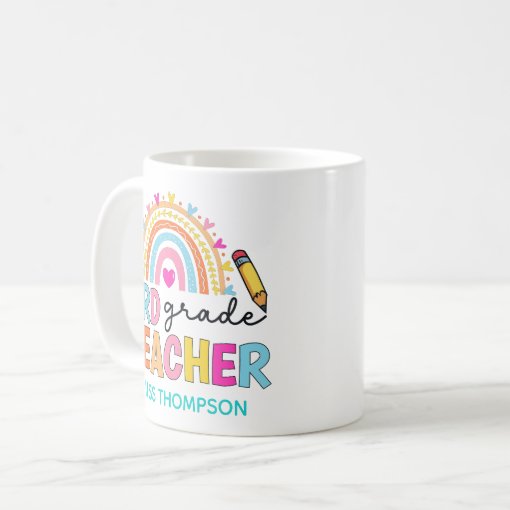 Personalized 3rd Grade Rainbow Teacher Coffee Mug | Zazzle