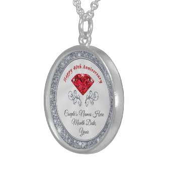 Personalized 40th Anniversary Gift for Wife, Ruby Sterling Silver ...