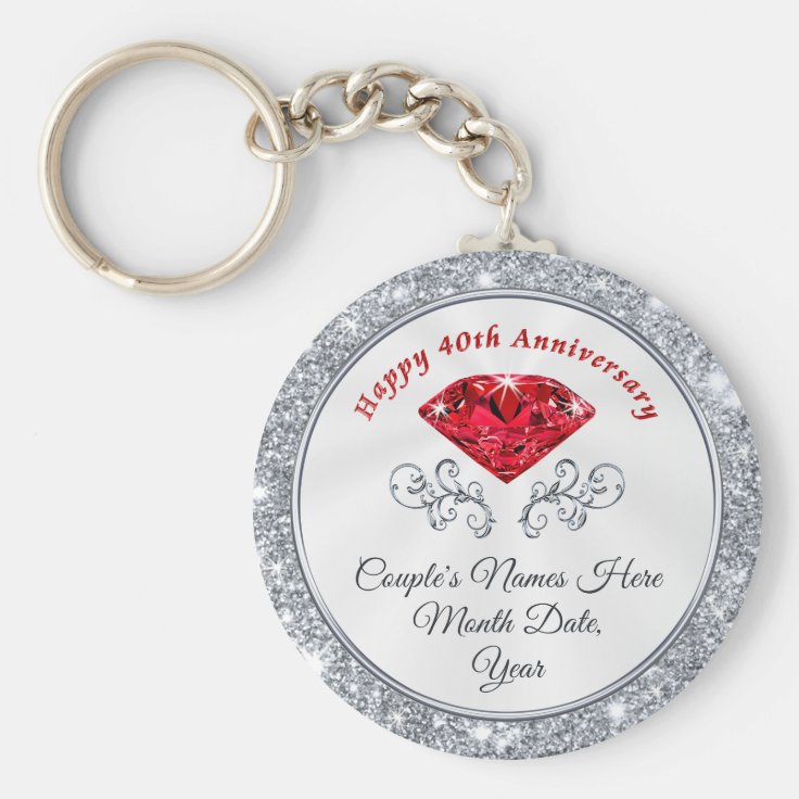 Personalized 40th Anniversary Party Favors Keychain | Zazzle