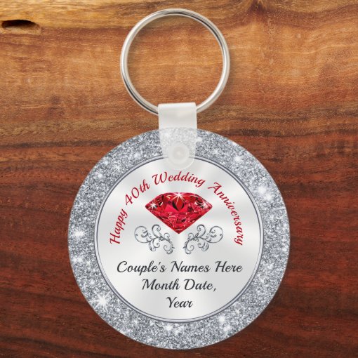 Personalized 40th Anniversary Party Favors Keychain | Zazzle