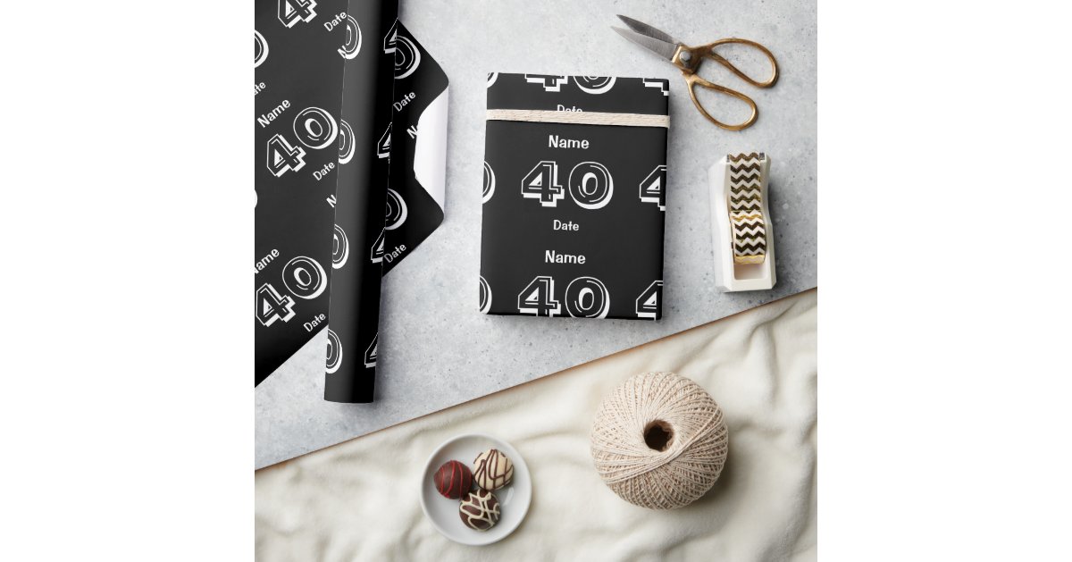 Personalized 40th Birthday Custom Wrapping Paper | Zazzle