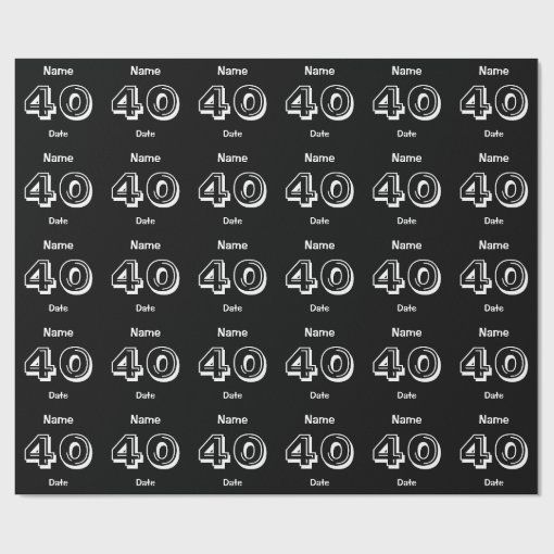 Personalized 40th Birthday Custom Wrapping Paper | Zazzle