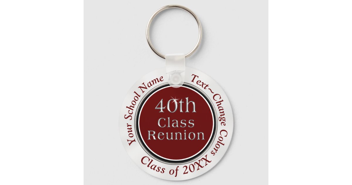 Personalized 40th Class Reunion Gifts, Your Colors Keychain | Zazzle