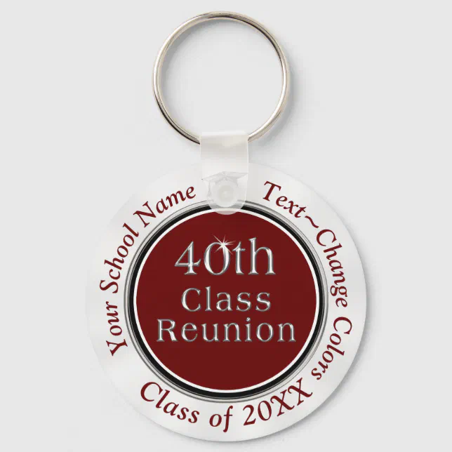 Personalized 40th Class Reunion Gifts, Your Colors Keychain | Zazzle