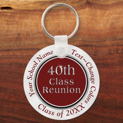 Personalized 40th Class Reunion Gifts, Your Colors Keychain | Zazzle