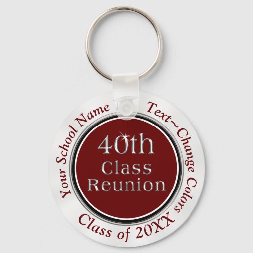 Personalized 40th Class Reunion Gifts, Your Colors Keychain | Zazzle